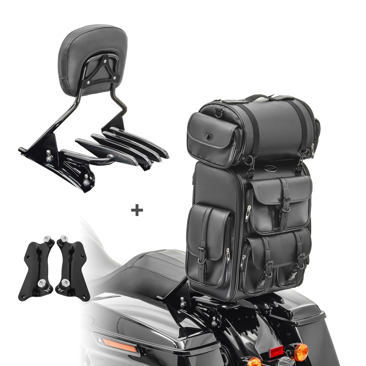 Sissybar XB + rear bag LX for chopper / custom bikes ultra 11-13 ...